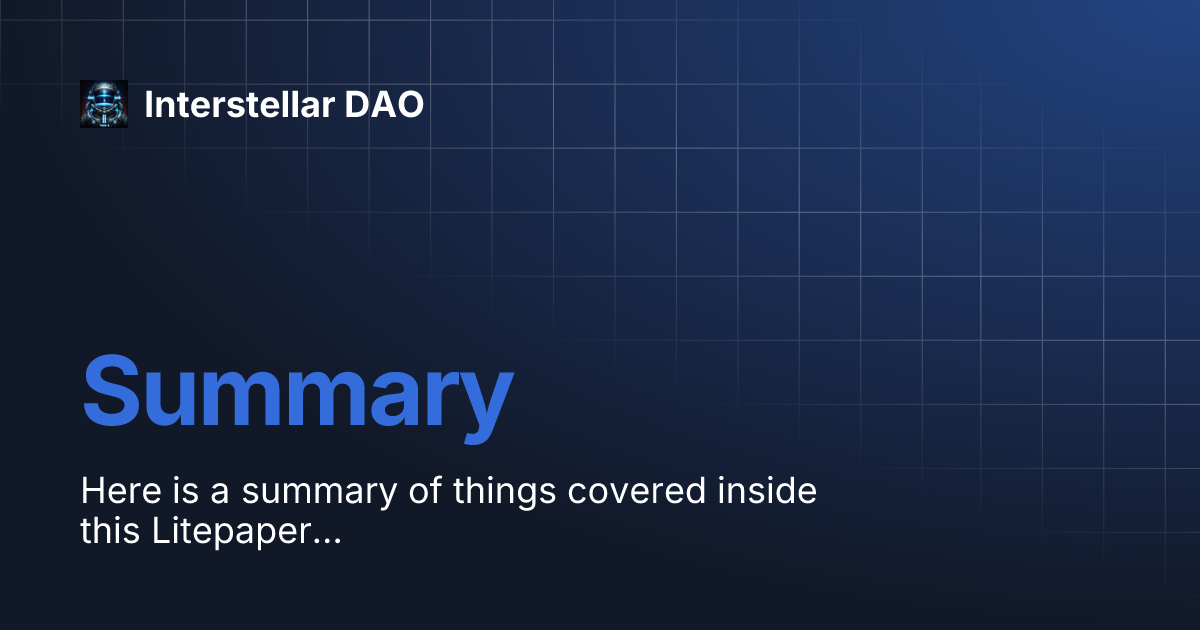 Summary | Interstellar DAO
